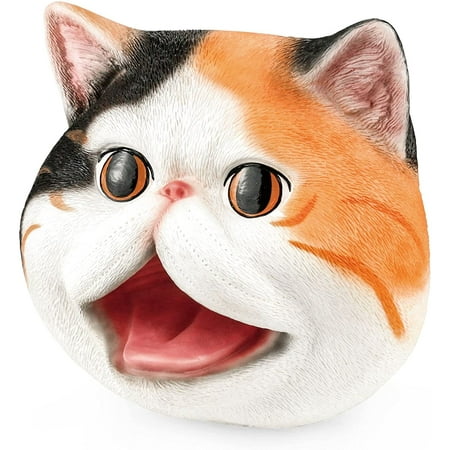 Soft Latex Cute Cat Hand Puppet Realistic Rubber Pet Cat Head Open ...