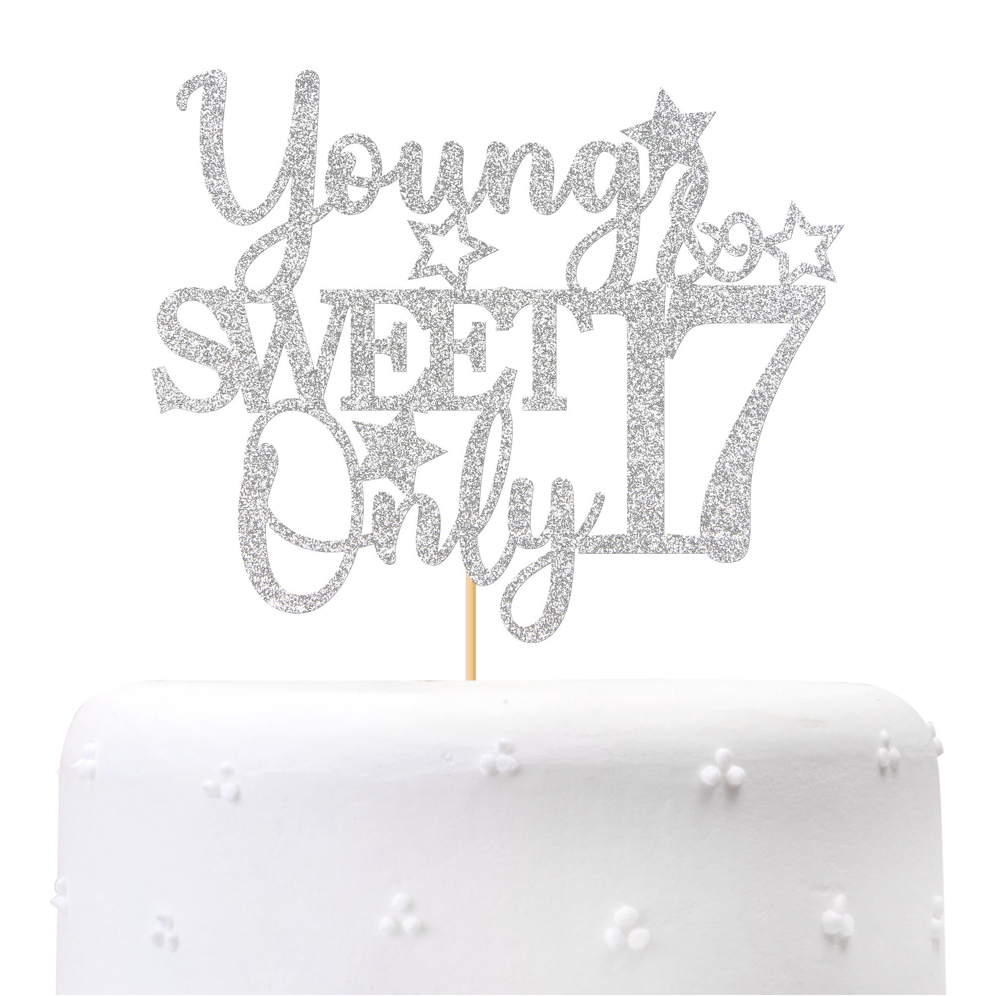 Young & Sweet 17 Cake Topper, 17th Birthday Party Decor, Cheers to 17 ...