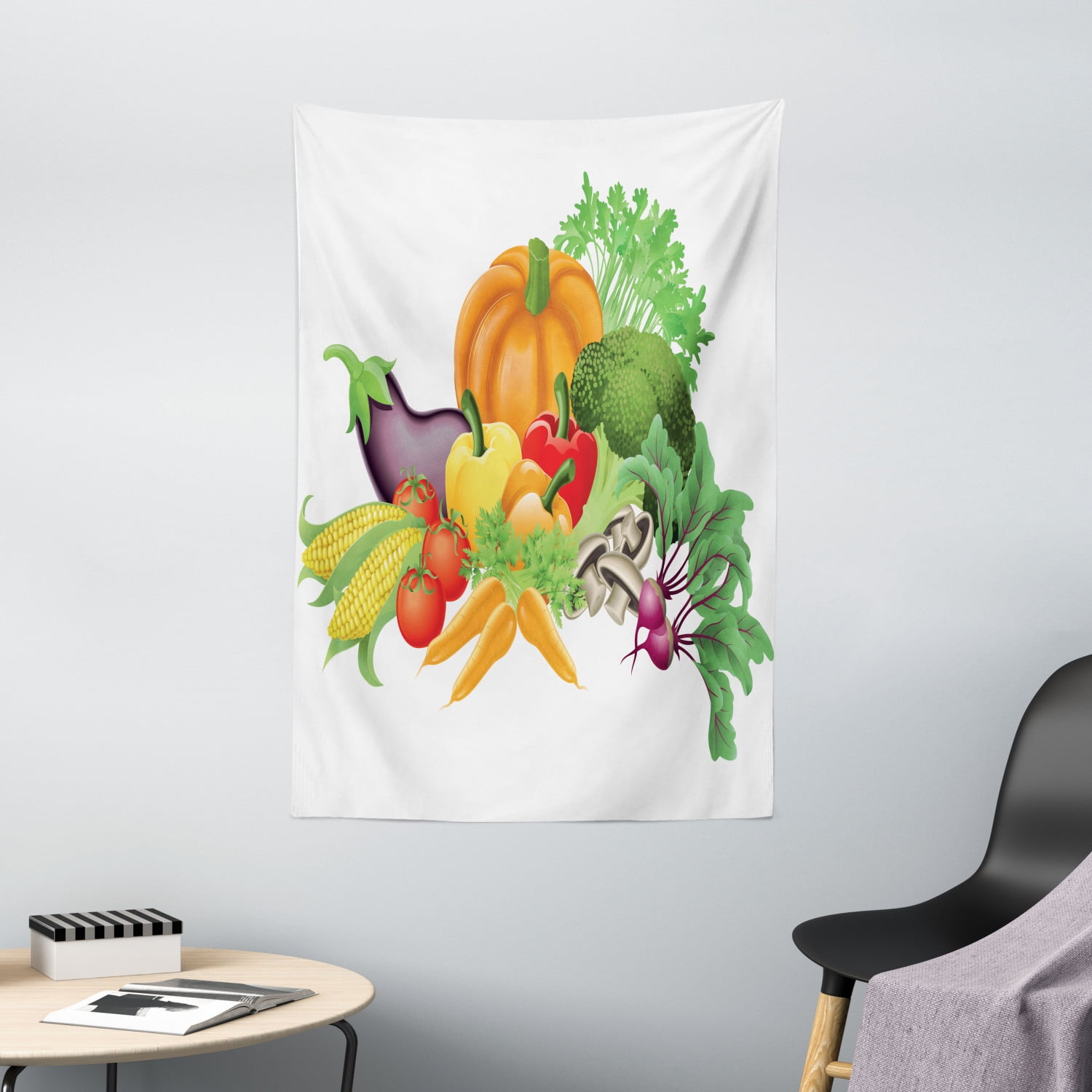 Harvest Tapestry, Cartoon Drawing Style Fall Harvest Yield Fresh and ...