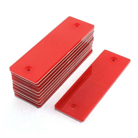 10 Pcs Red Plastic Rectangular Stick-on Car Reflector Reflective ...