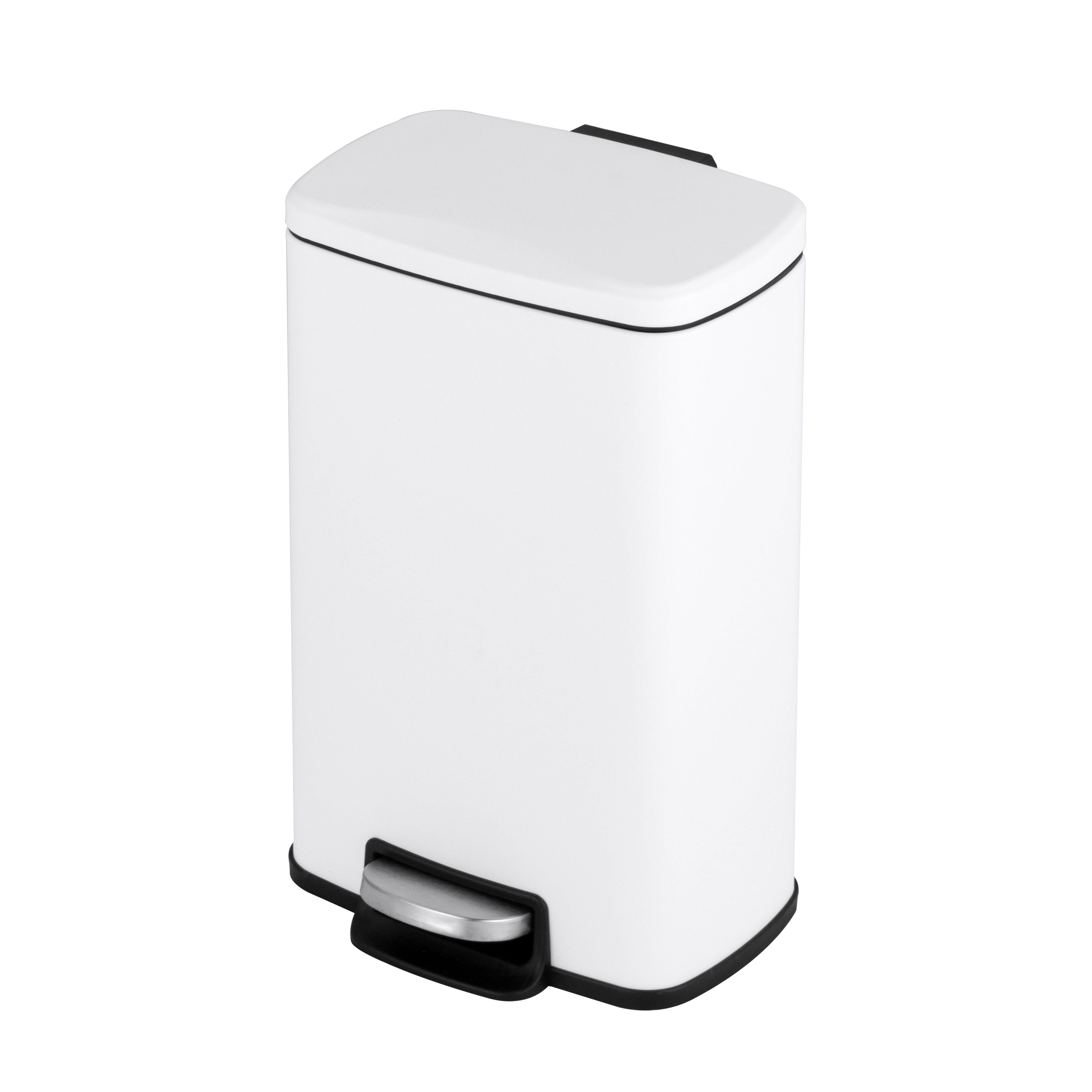Innovaze 1.3 gal./5 Liter Rectangular Matt White Step-on Trash Can for ...