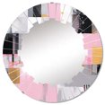 Designart "Symmetrical Abstract Grey Pink Harmony" Cubism Round Wall ...