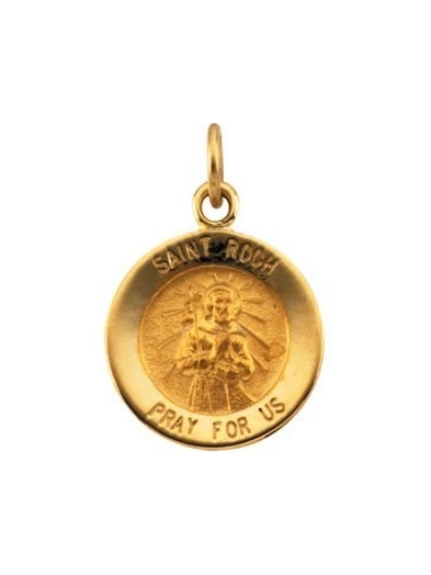 Picturesongold.Com ST.Roch Medal Necklace Pendants - 14K Yellow / Gold ...