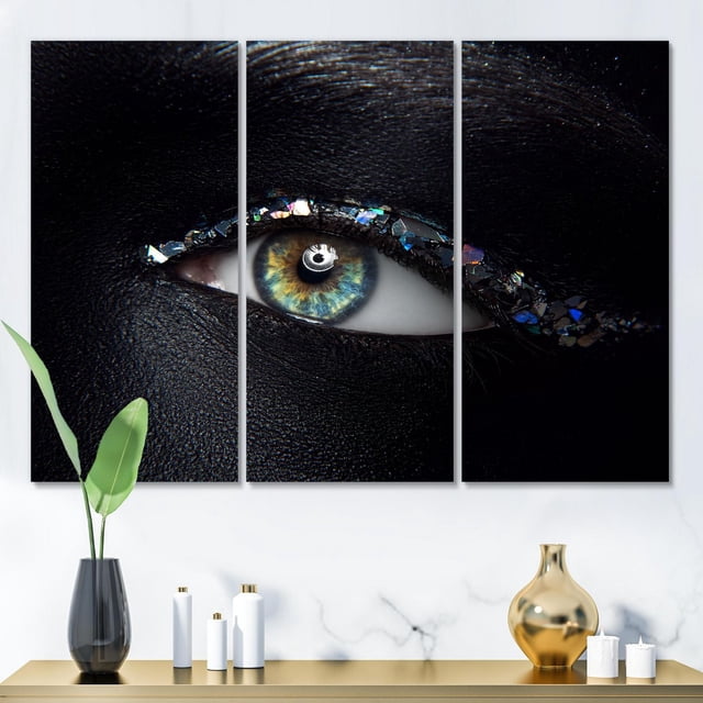 Designart Woman Eyes With Multi-Colored Glass Sparkles Canvas Wall Art ...
