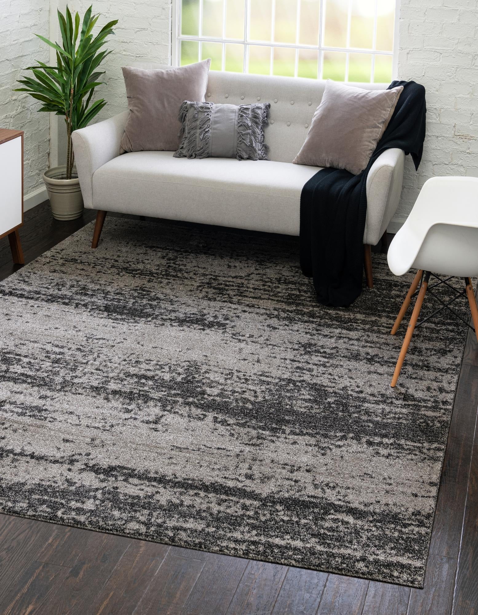 Rugs.com Angelica Collection Rug – 8 Ft Square Dark Gray Medium Rug ...