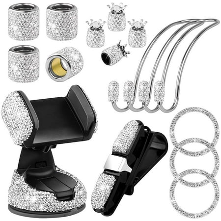 15 Pieces Bling Car Accessories Set for Women Bling Car Headrest ...