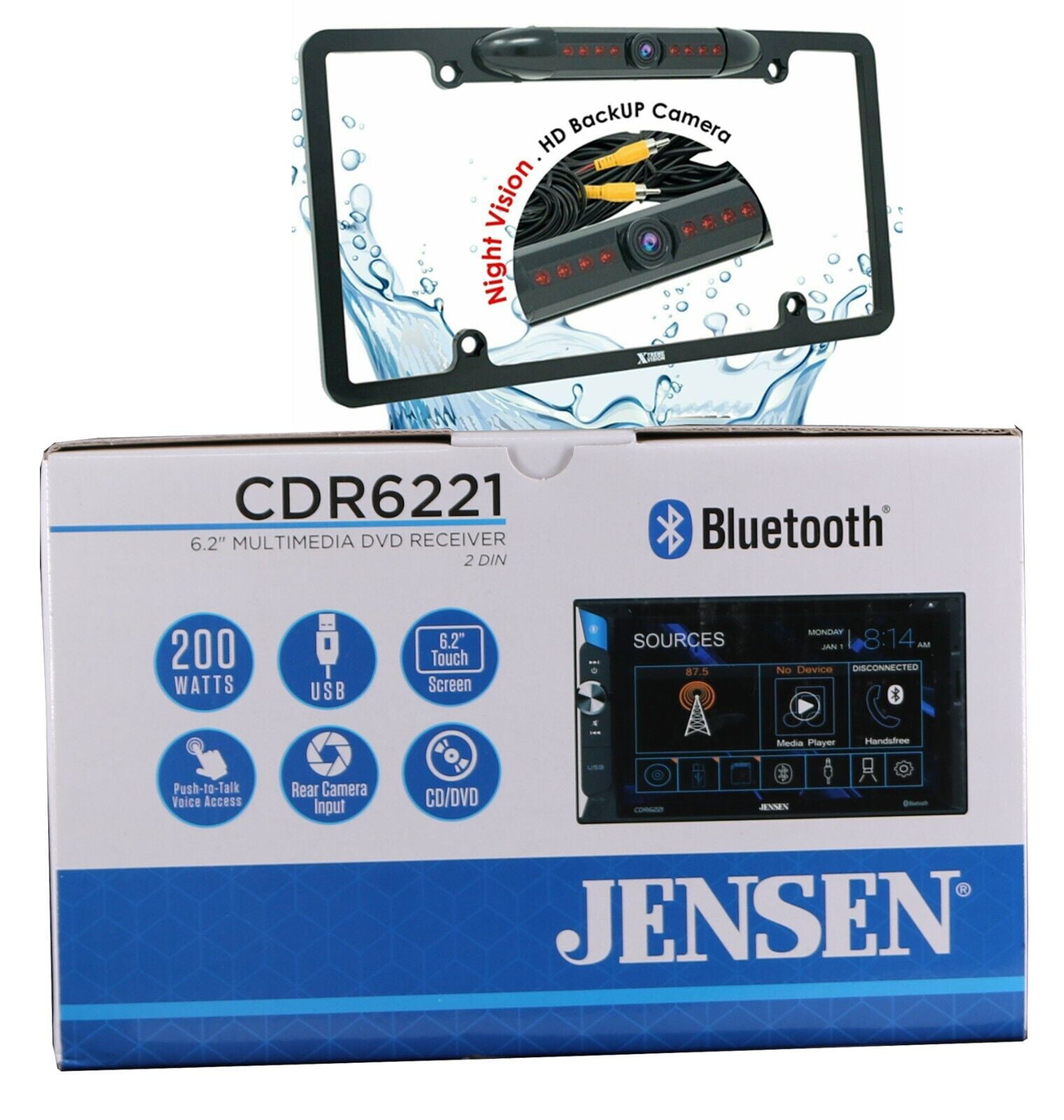 Jensen CDR6221 6.2" Touchscreen LCD Receiver + License Plate Rare ...