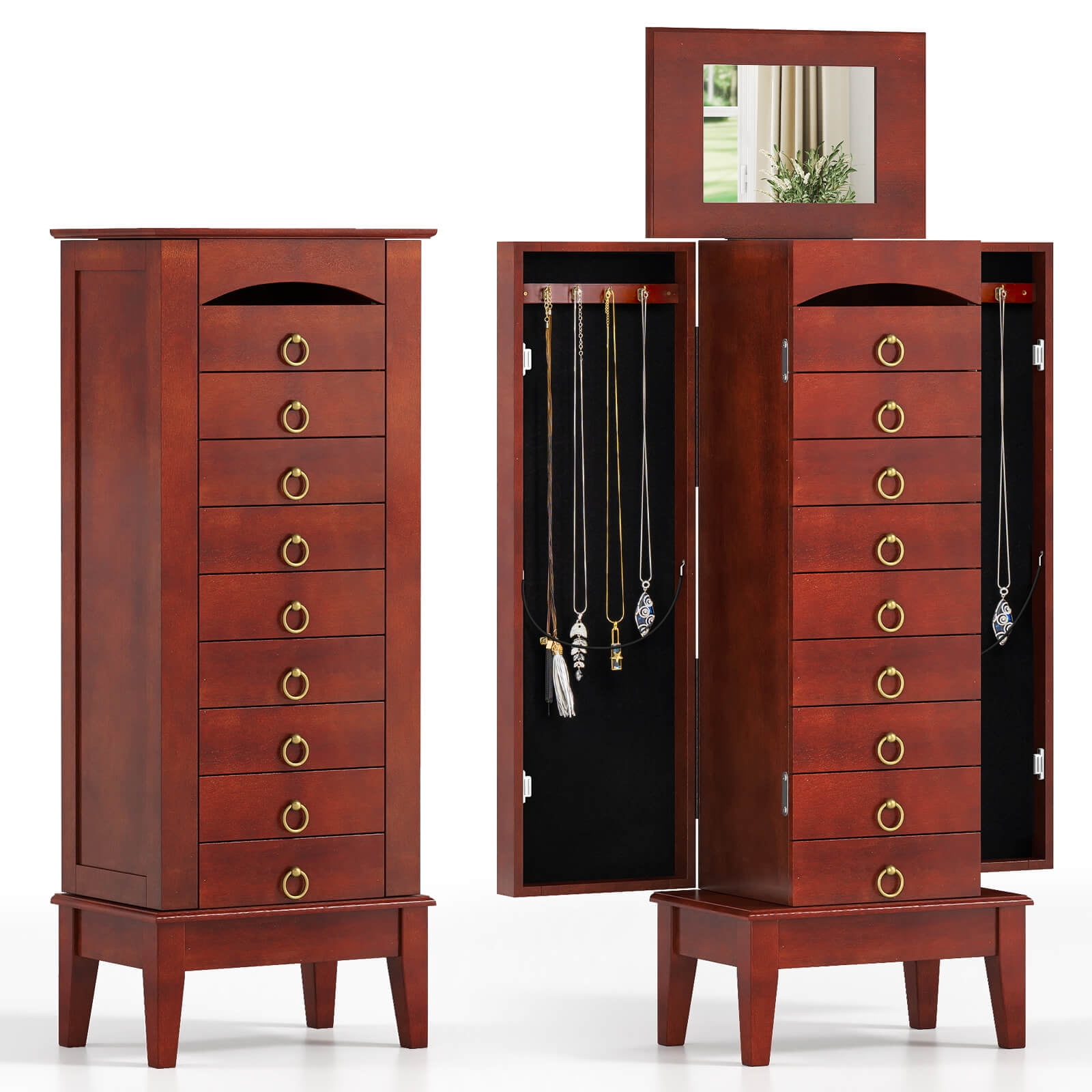 Click here for Costway Wood Jewelry Cabinet Armoire Storage Box C... prices