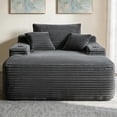 65" Plush Corduroy Modern Accent Chair, Comfy Reading Chair with Spring ...