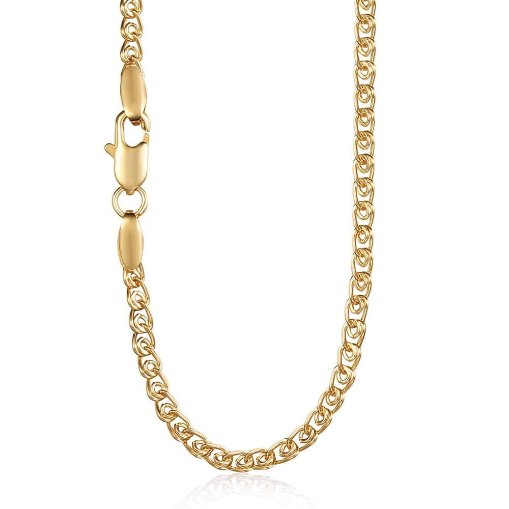 Hermah 3mm 20" Men Women Snail Link Necklace Yellow Gold Filled Chain ...