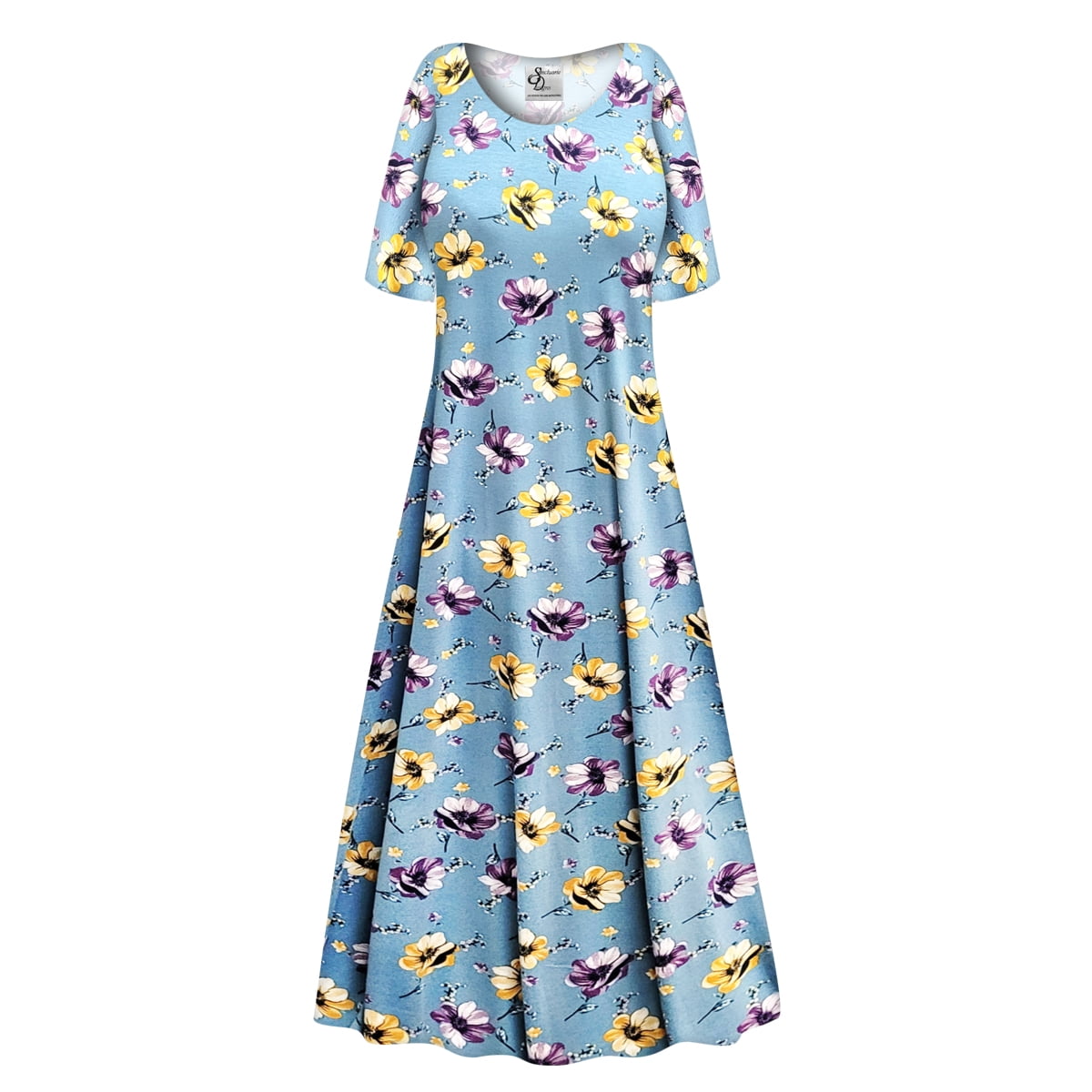 Plus size 9x Womens Strechy Round Neckline with Short Sleeve Dress ...