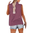 Dwellite Womens Button Down Linen Shirts Spring Summer Sleeveless ...