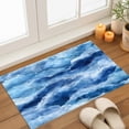 Abstract Ocean Waves Door Mat 18x30 Inch Blue Marble Texture Coastal ...