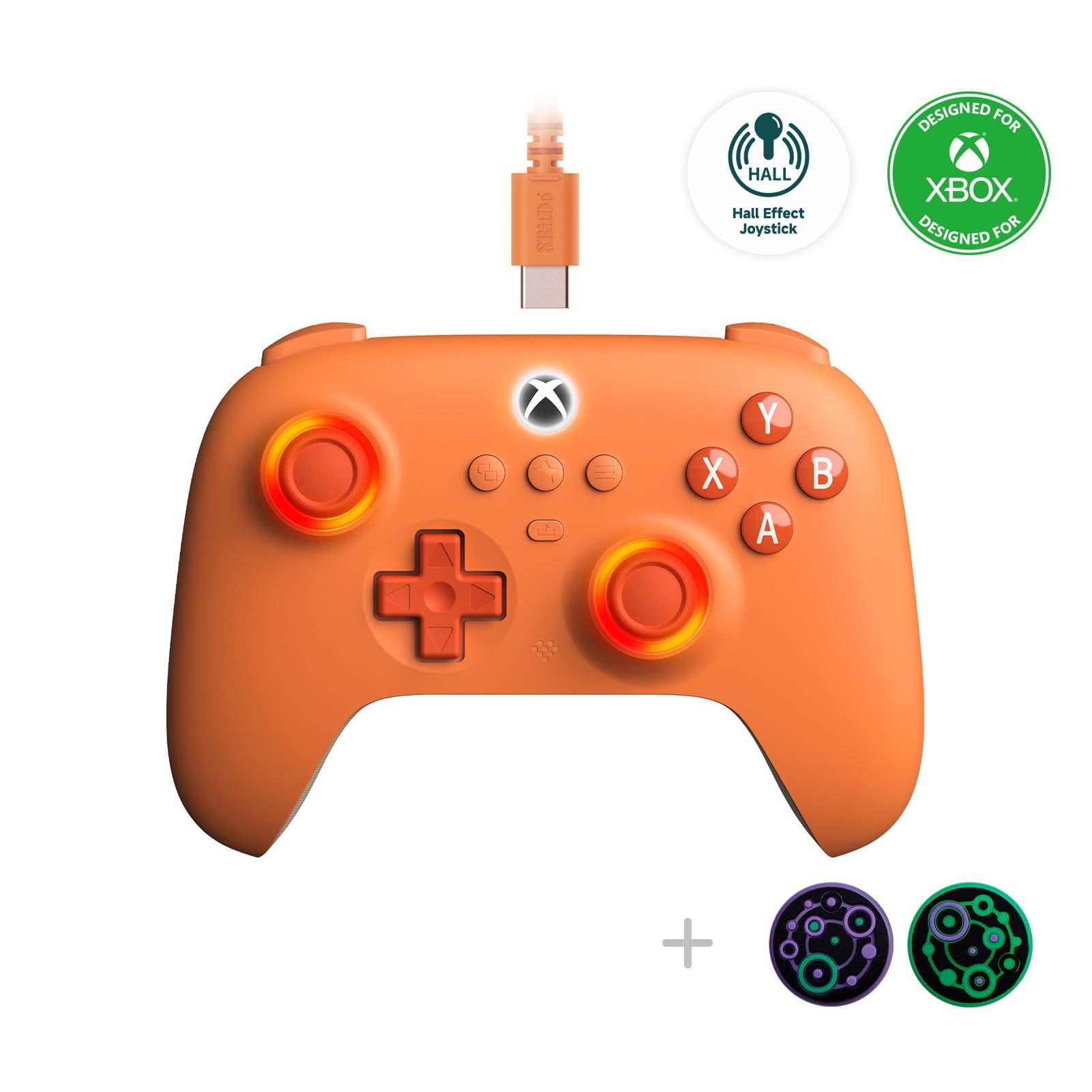 Mando con cable 8Bitdo Ultimate C Hall Effect para Xbox Orange ...