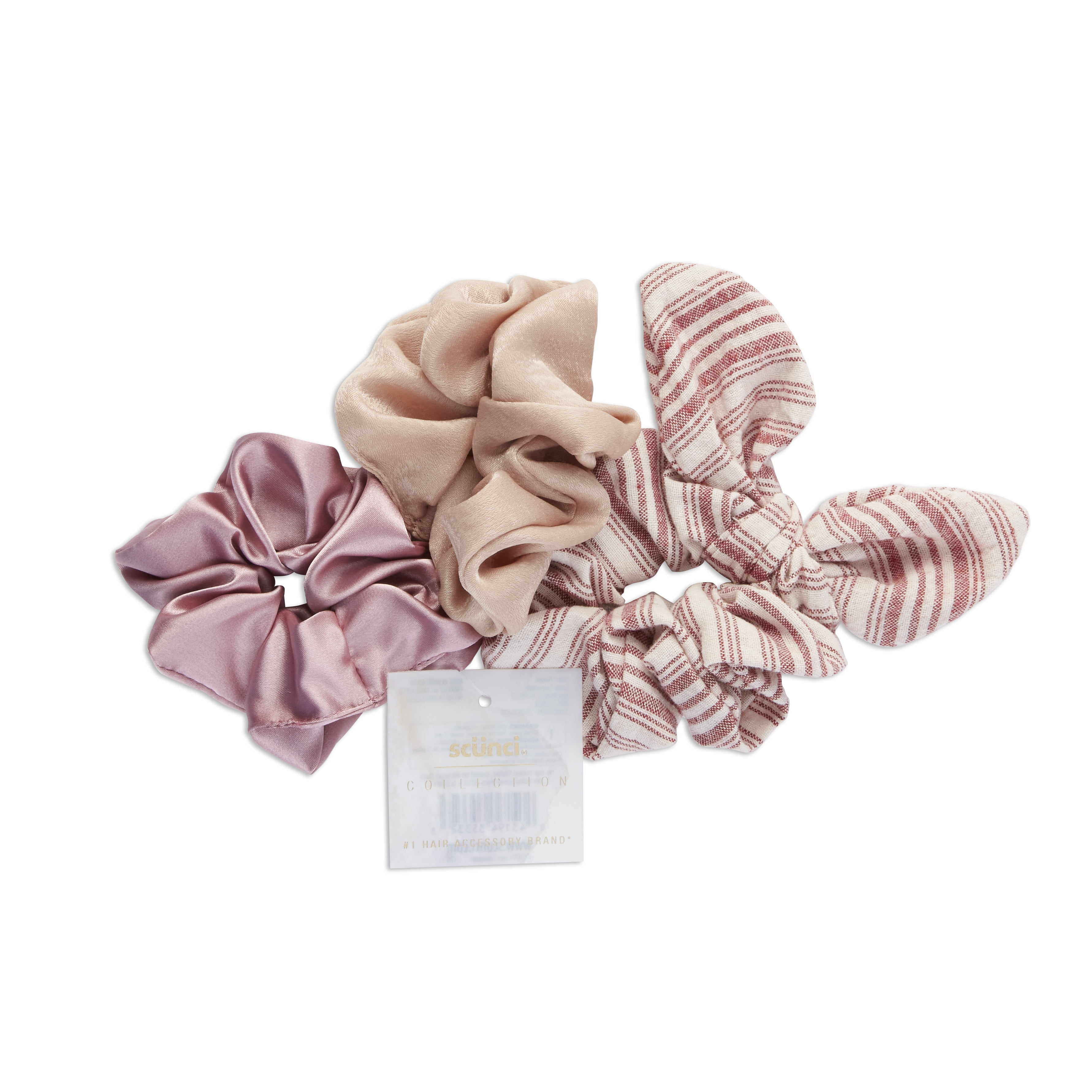 Scunci Trend Collection Scrunchie Hair Ties, Assorted Pinks, 3 Ct ...