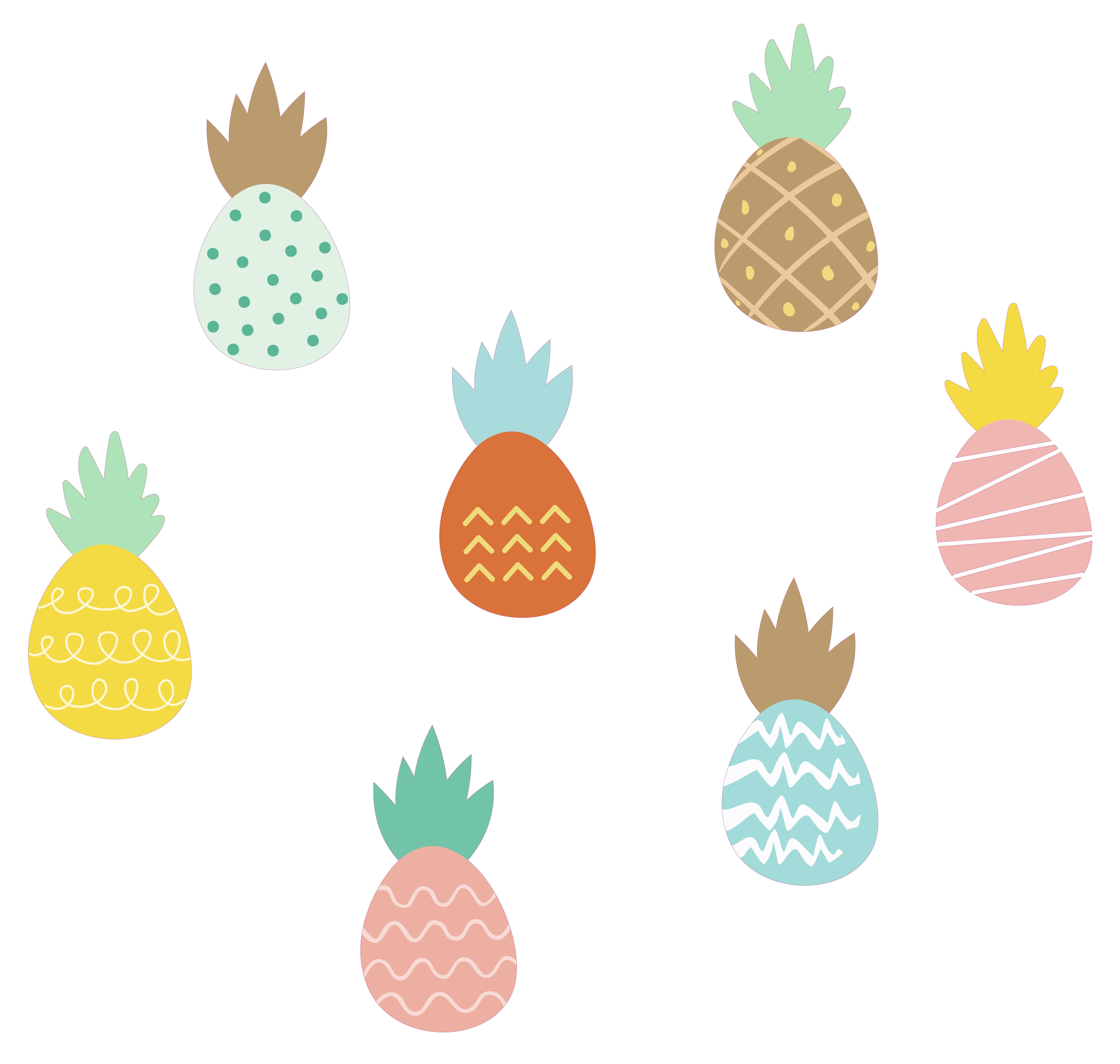 Home Art Vinyl 22" x 28" Multicolored Pineapple Fruits Home Kitchen ...