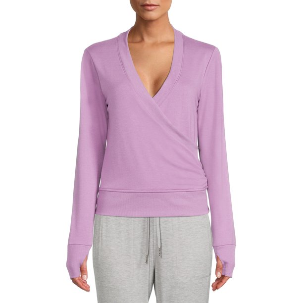 Avia Women’s Long Sleeve Wrap Yoga Top - Walmart.com