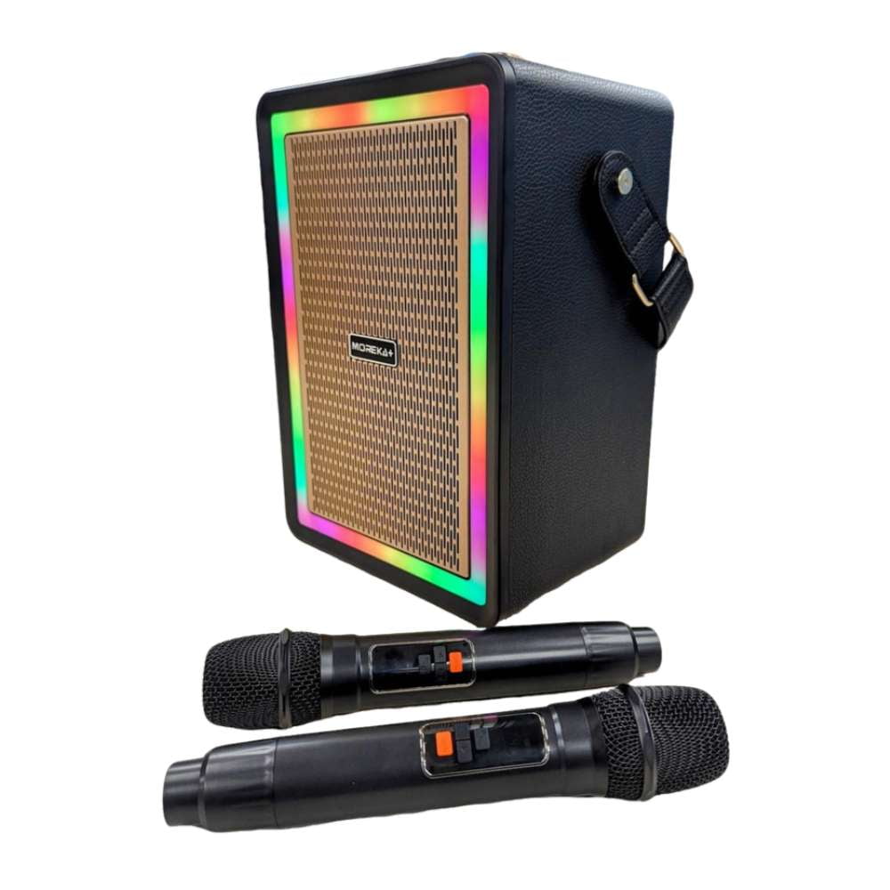 Bocina Karaoke Retro Bluetooth FM dual microfonos RGB Moreka A16 ...