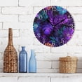 10" Artistic Round Wall Decorative Desk Clock Neon Palm Leaves Pattern ...