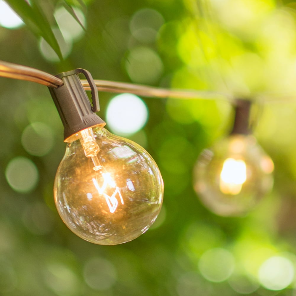 Outdoor String Lights Globe String Lights 2 Inch Bulbs 11 Foot Brown ...