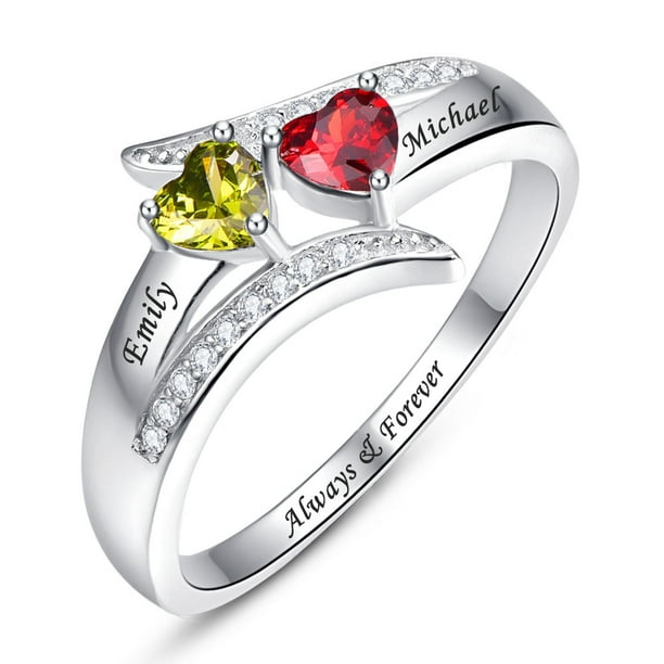 Custom 925 Sterling Silver Infinity Ring For Women With 2 Heart Cut