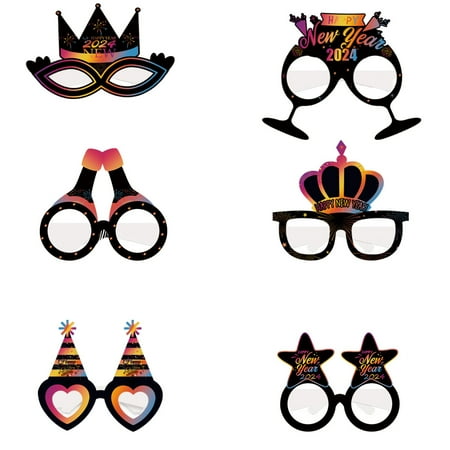 6 Pieces New Year Party Paper Eyeglasses 2024 Props, New Years Eve ...