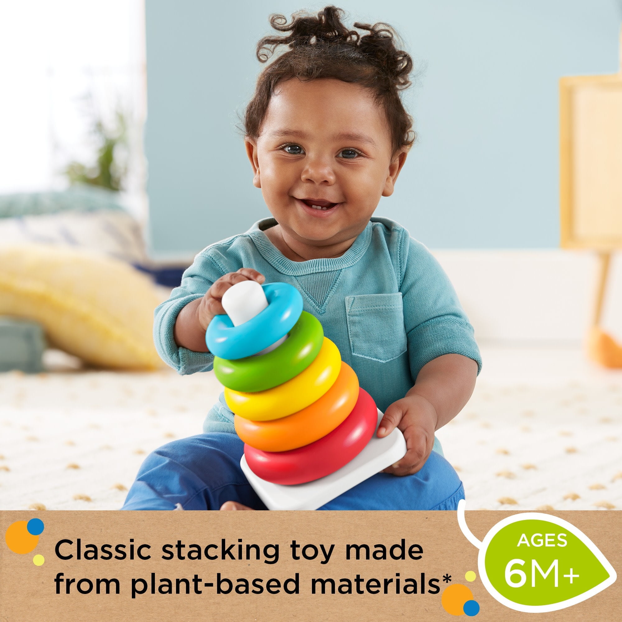Fisher-Price Rock-a-Stack Baby Toy, Ring Stacking Toy from Plant-Based ...