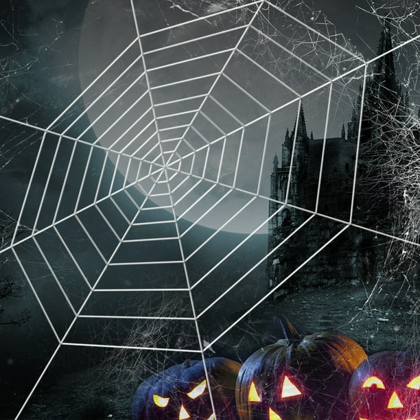Halloween Giant Spider Web Stretch Party Light Up Cobweb Props Haunted ...