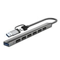 7 Ports 2 in 1 USB HUB Type C Adapter USB2.0 High Speed Transmission ...