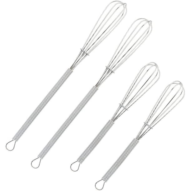 Set of 4 Mini Kitchen Wire Whisks for Eggs, Sauces, 12.3cm and 20.5cm ...