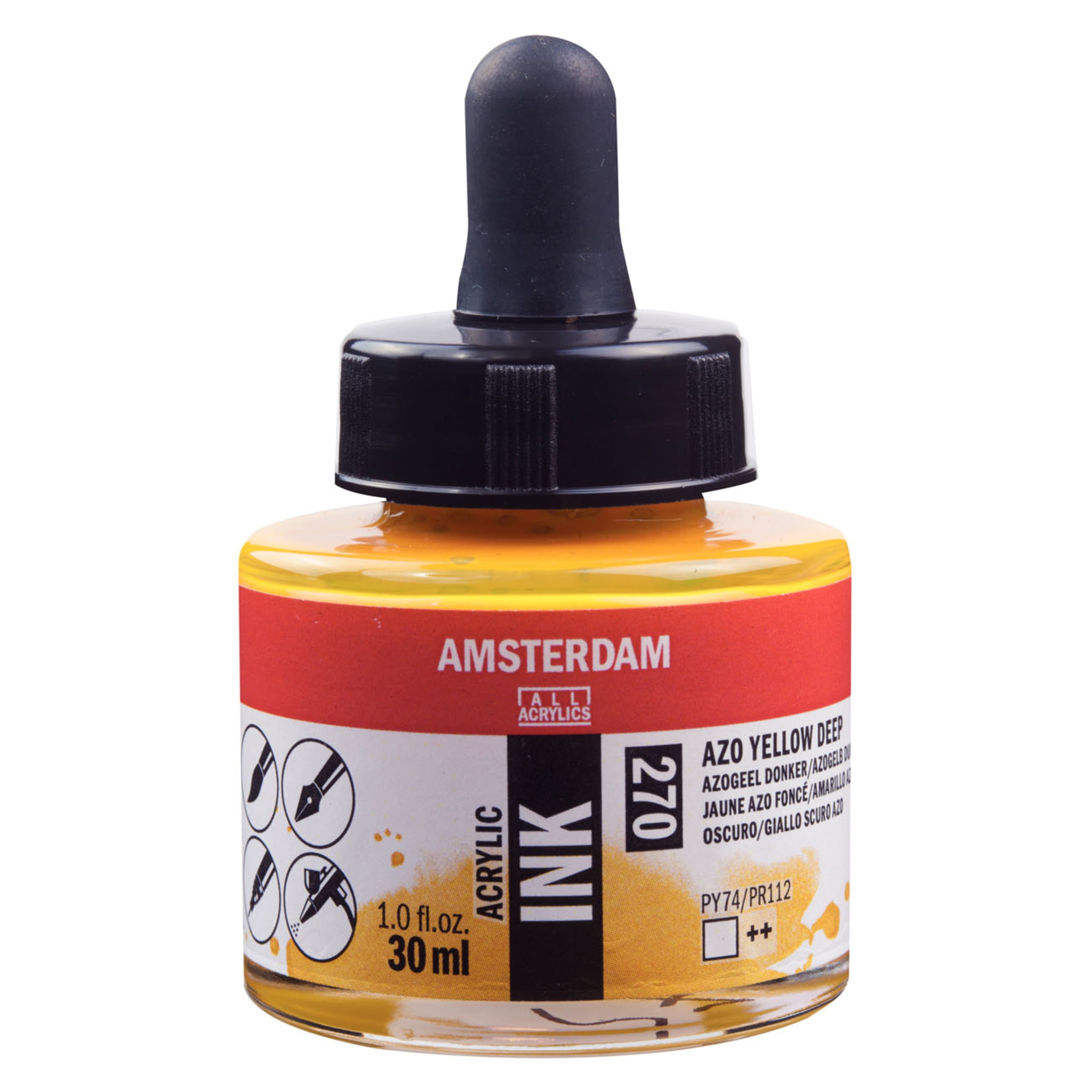 Amsterdam Acrylic Ink, 30ml, Azo Yellow Deep - Walmart.com - Walmart.com