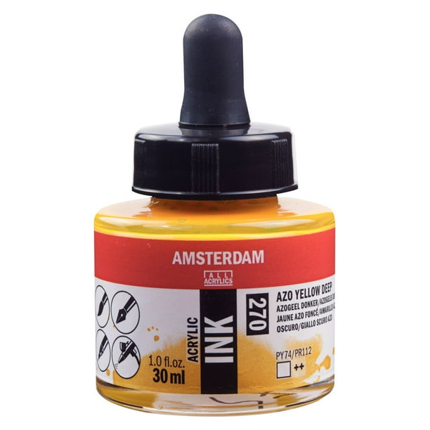 Amsterdam Acrylic Ink, 30ml, Azo Yellow Deep - Walmart.com