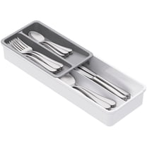 Compact Cutlery Organizer, Small Bamboo Kitchen Drawer Tray, Utensil ...