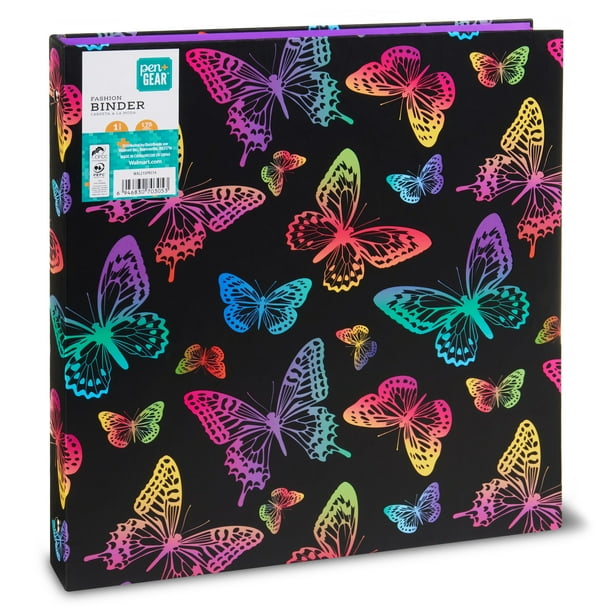 Pen + Gear 3-Ring Fashion Binder, 1" Round Rings, Butterfly - Walmart.com