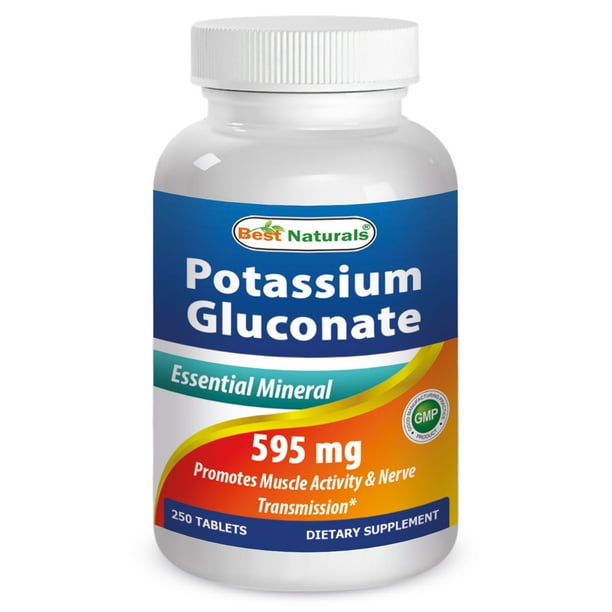 Best Naturals Potassium Gluconate Supplement 595 mg 250 Tablets ...