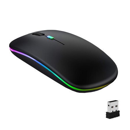Wireless Mouse,LED Mouse(BT 5.1+2.4G) Rechargeale&Noiseless Bluetooth ...