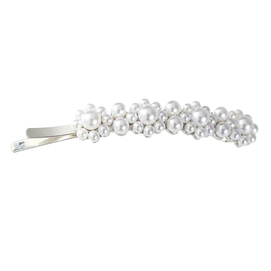 Vintage Womens Faux Pearls Hairpin Slide Hair clip and clamp Barrette ...