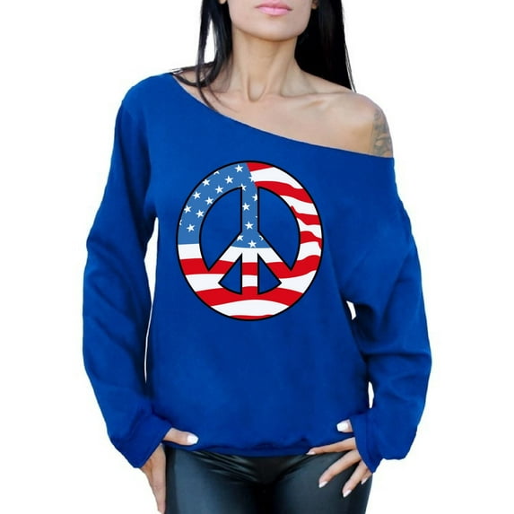 Awkward Styles Women's Peace Flag Patriotic Graphic Off Shoulder Tops ...