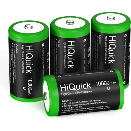 HiQuick 1.2V Ni-MH 10000mAh D Cell Rechargeable ies 1200 Cycles, High ...