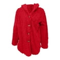 AWZXDE Women's Solid Color Hooded Cardigan Jacket with Buttons Long ...