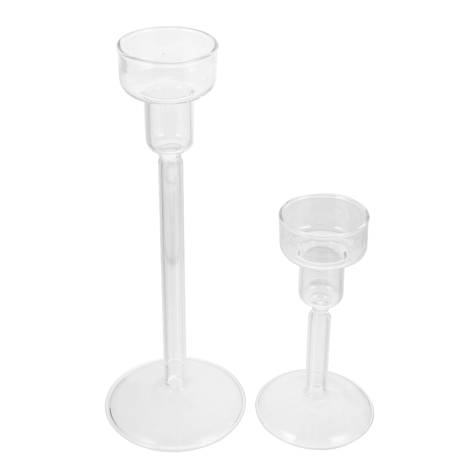NUOLUX 2 Pcs Standing Glass Candlestick Creative Candle Sticks Long ...