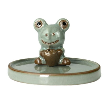 Ceramic Burner Stick Holder Frog Statue with for Desktop holding lotus ...