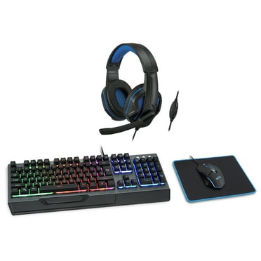 onn. 4-PC Gaming Starter Kit with LED Keyboard, Programmable Mouse ...