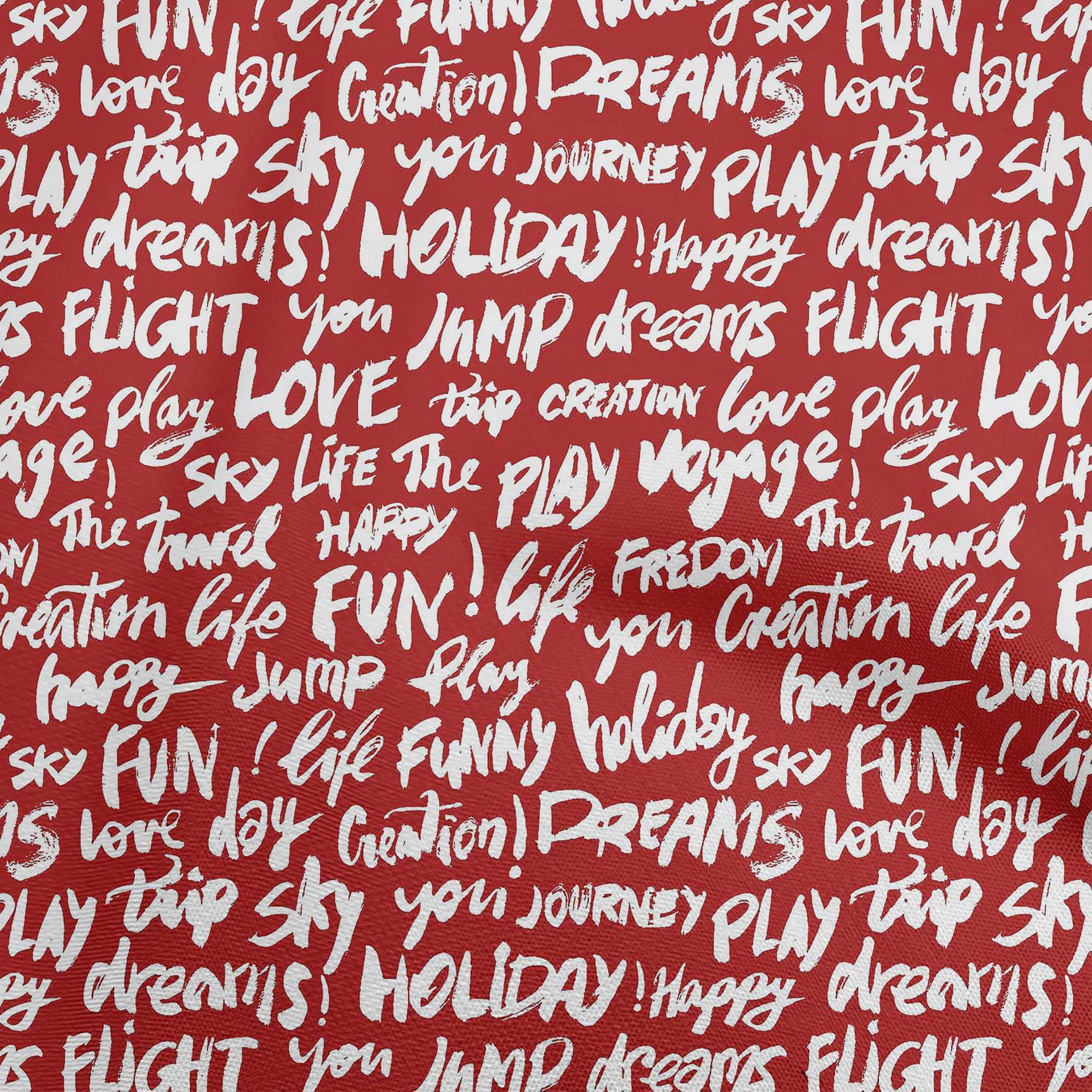 oneOone Cotton Poplin Red Fabric Text Sewing Material Print Fabric By ...