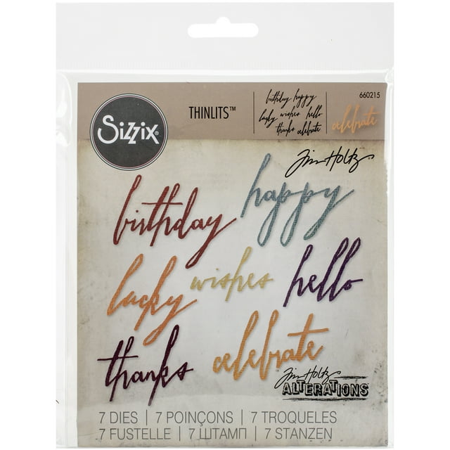 Sizzix Thinlits Dies By Tim Holtz 7/Pkg-Handwritten Celebrate - Walmart.com