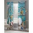 Sheer Curtains 84 Inches Long 2 Panels, Ocean Beach Starfish Conch ...