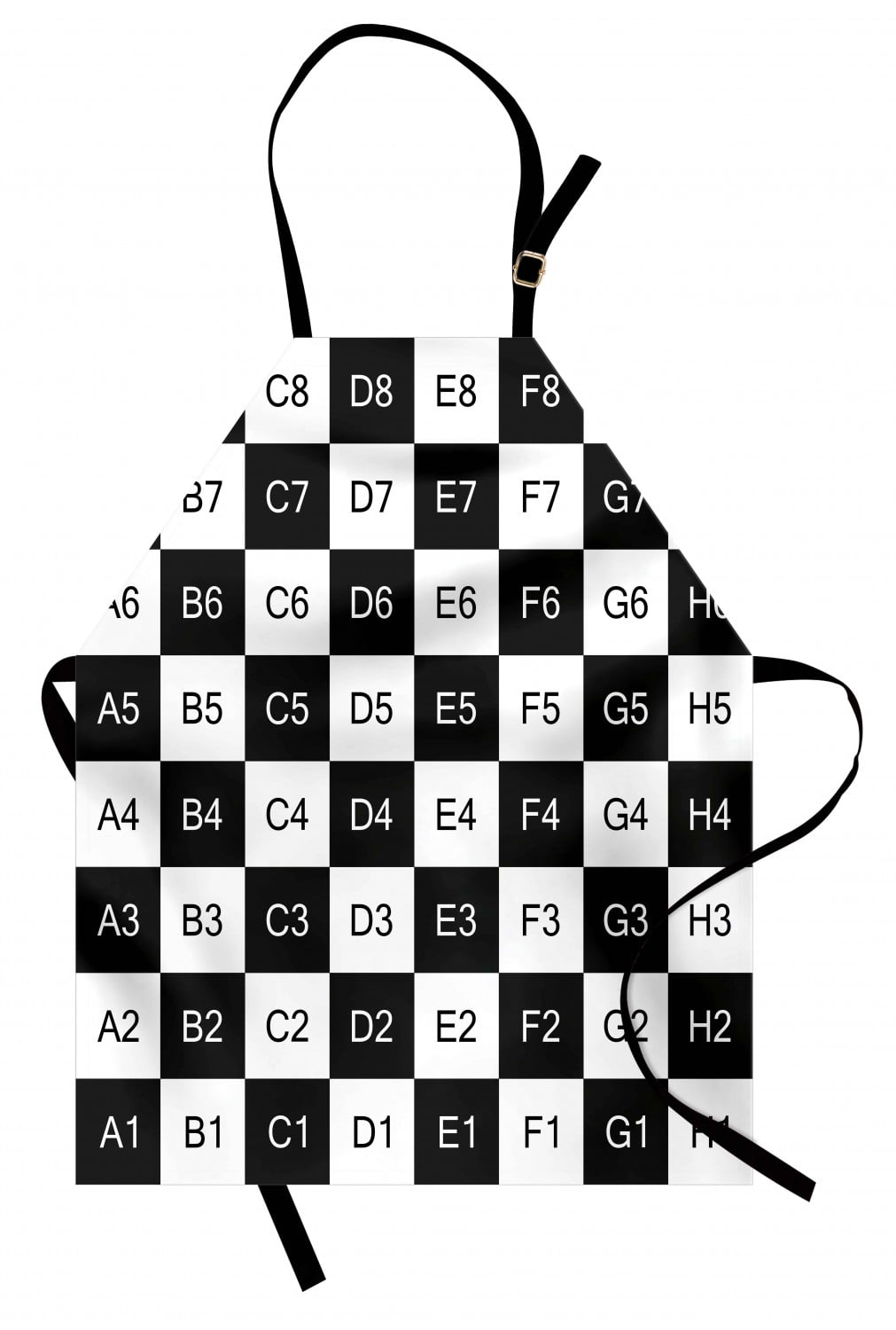 Checkers Game Apron Monochrome Chess Board Design with Tile Coordinates ...