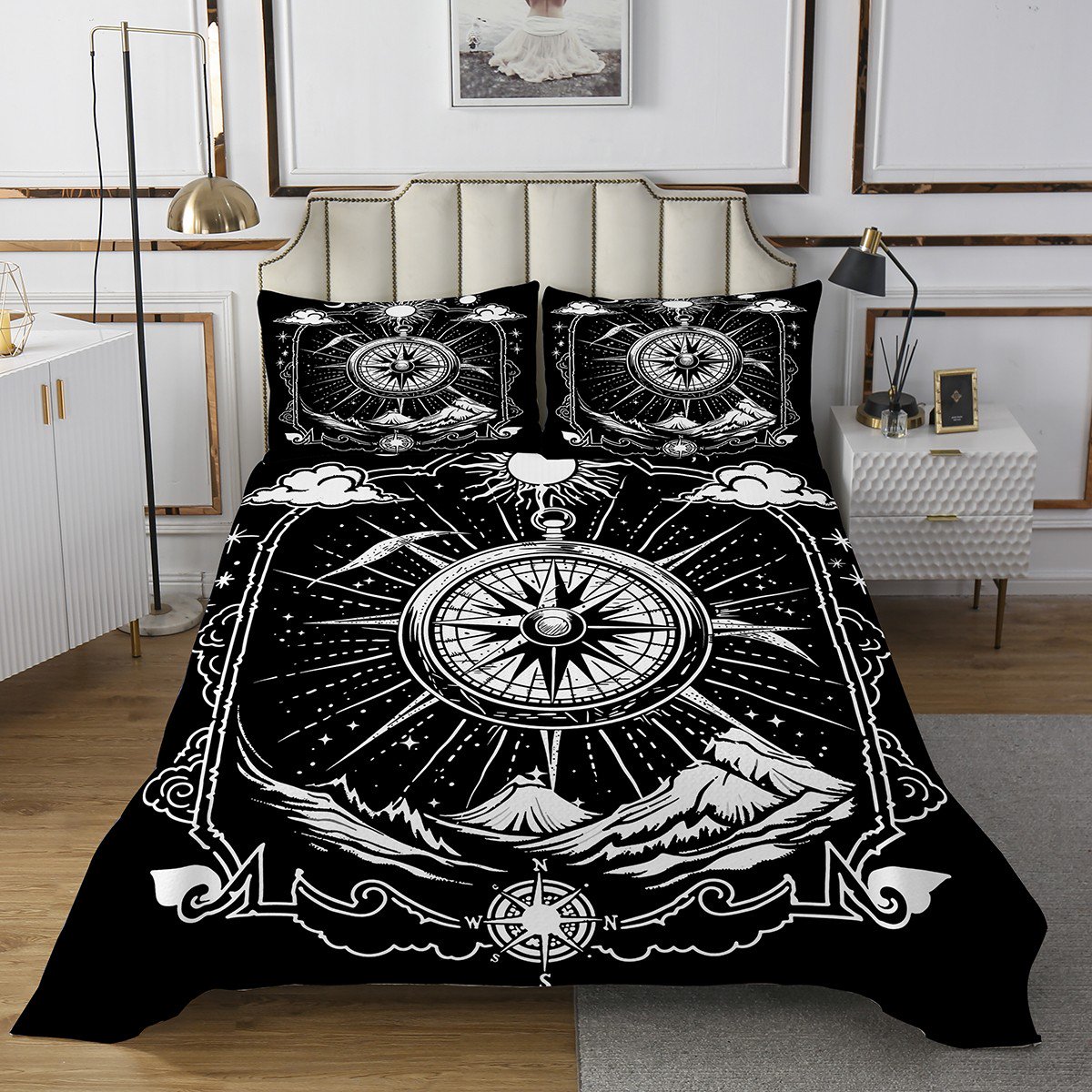 Click here for Yst Compass Quilt Set Twin Size Vintage Globe Comp... prices