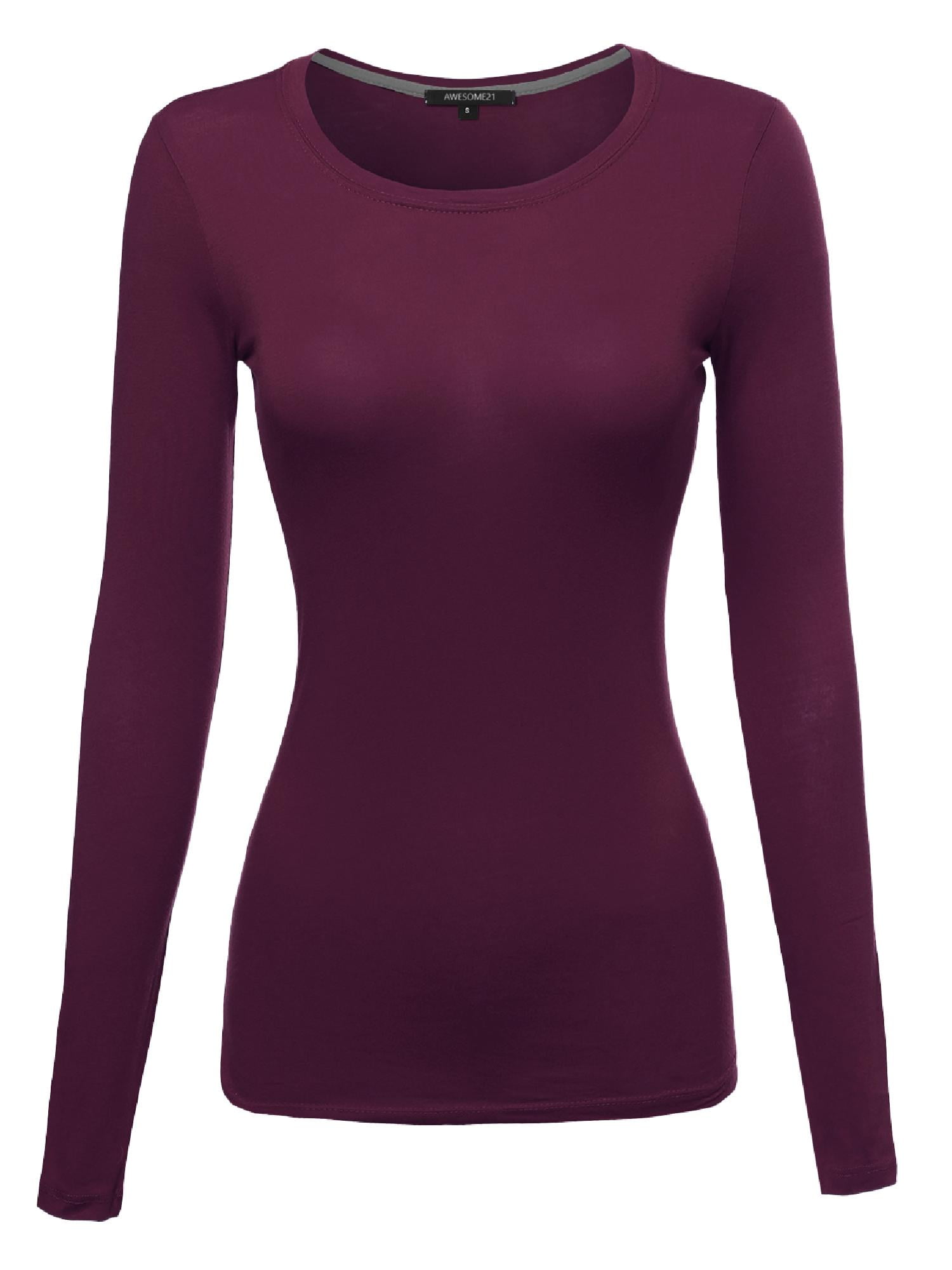 Women's Basic Lightweight Long Sleeves Crew-Neck T-Shirt - Walmart.com