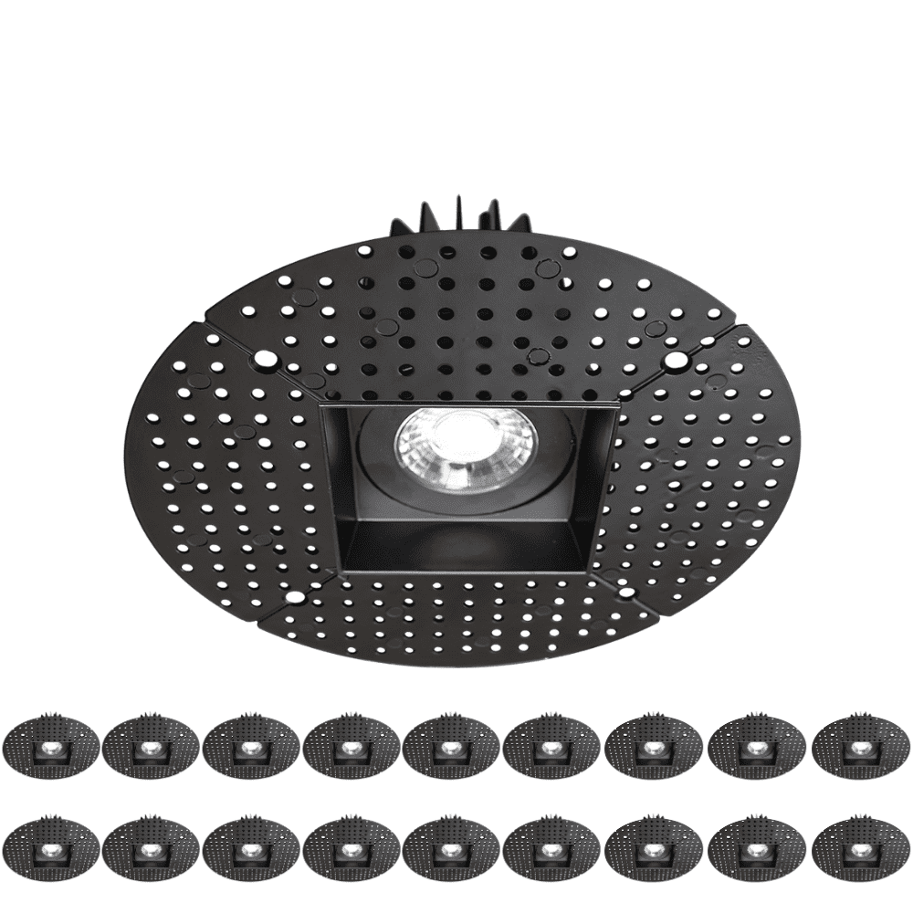 Perlglow 18 Pack 3.5 inch Trimless Square Downlight Luminaire, Black ...